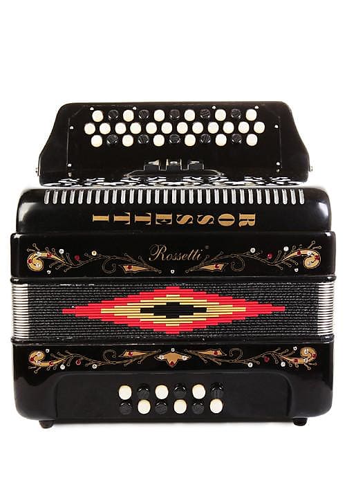 Rossetti 34 Button Accordion 12 Bass 3 Switches GCF Black | Reverb