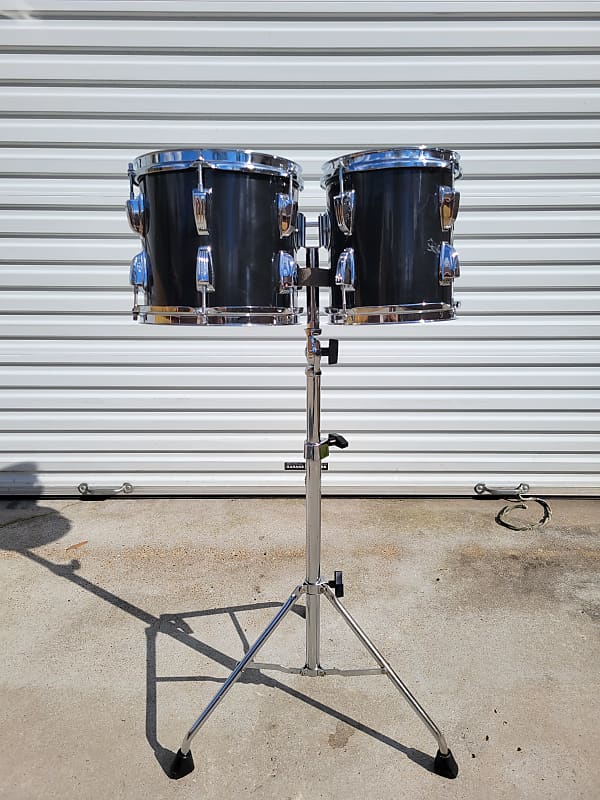 1980s Ludwig 9x10 and 9x8 Rack Tom Drums W/ Stand - Black | Reverb