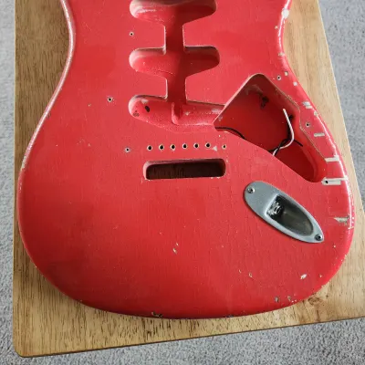MJT Reliced Stratocaster Body 2010's Fiesta Red | Reverb