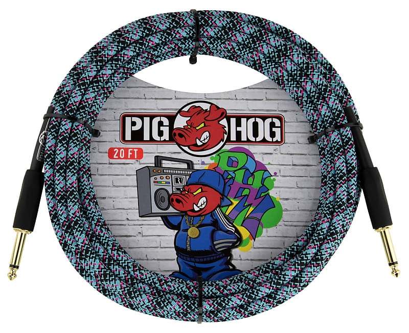 Pig Hog "Blue Graffiti" Instrument Cable 20ft Straight | Reverb