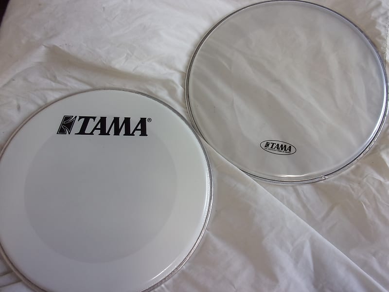 Lot of 2 New TAMA Logo 14" Bass Drum Heads Resonator & Bater | Reverb