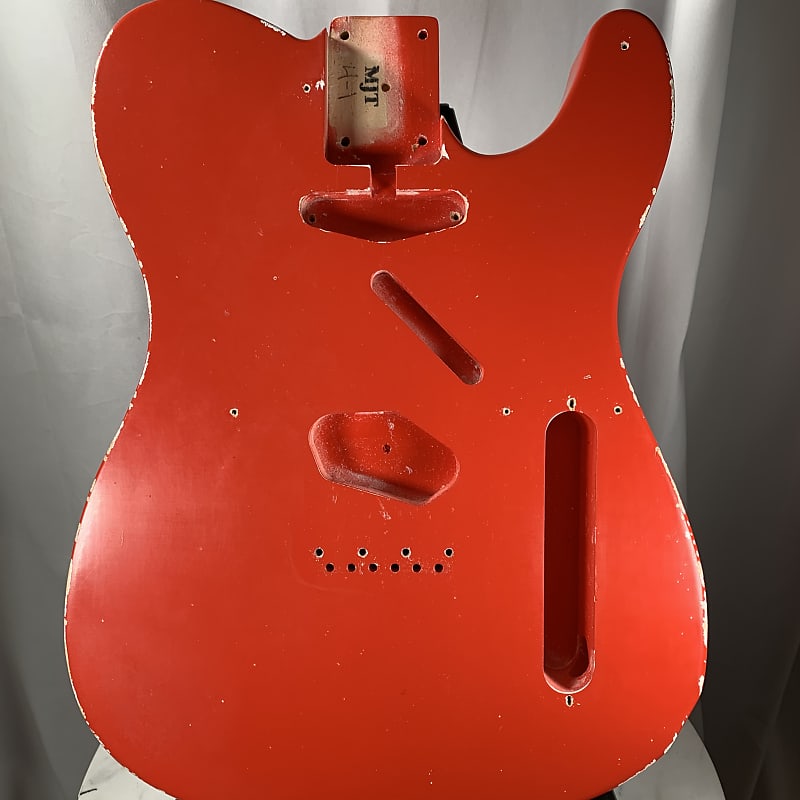 MJT Fiesta Red Telecaster Nitrocellulose Body 2022 Pine 4 lbs | Reverb