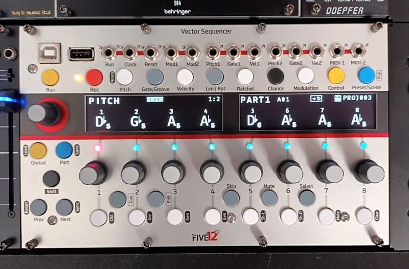 Five12 Vector Sequencer CV & MIDI Eurorack Module Silver - | Reverb UK