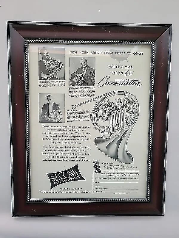 1956 Conn Horns Promotional Ad Framed Conn 8D Connstellation | Reverb