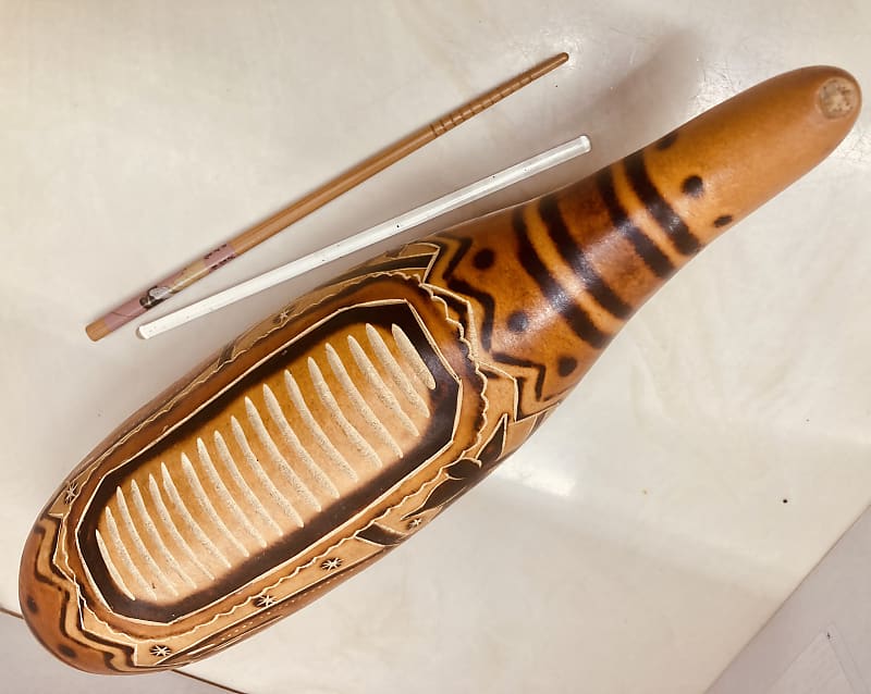 Peruvian crafted Hand-held Shaker Gourd/Guiro Scratch Pad – | Reverb