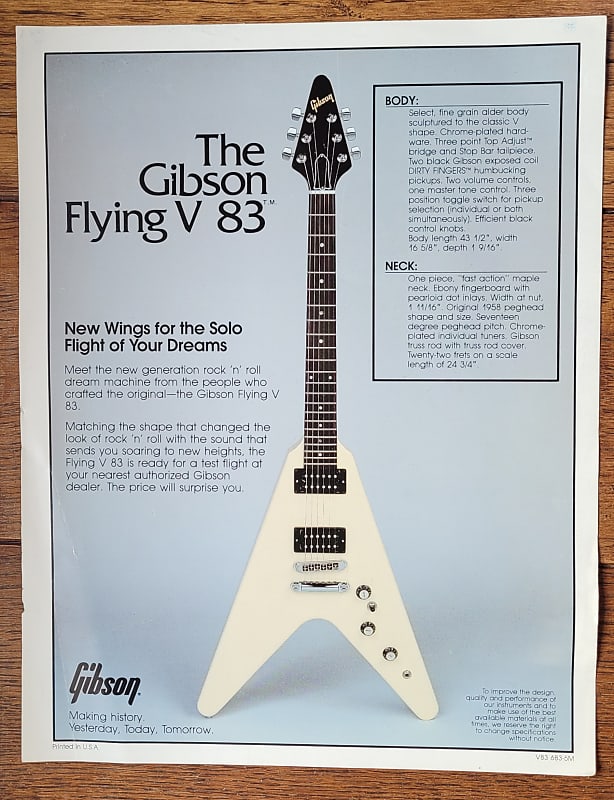 Gibson Flying V Explorer 1983 ad sheet | Reverb