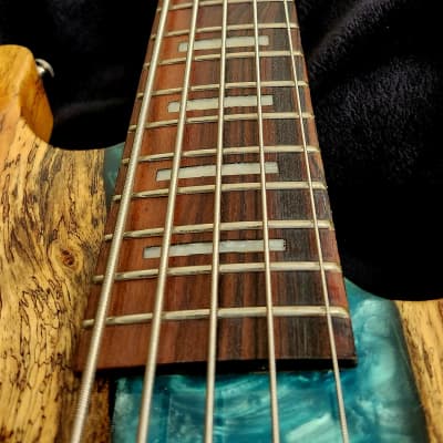 SJ Custom Guitars 5 string bass ,Spalted Mandarin / Epoxy, | Reverb