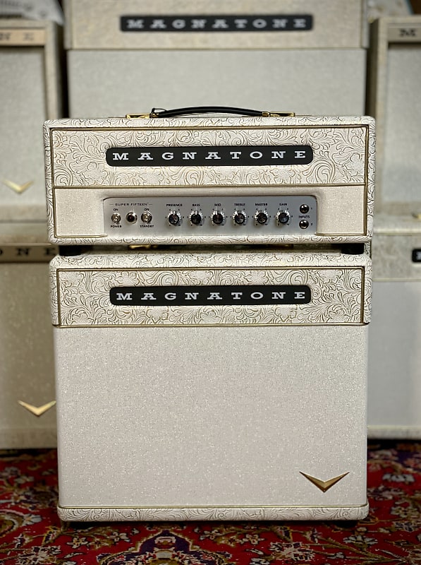 Magnatone Super 15 Head and Cabinet Casino Custom White and | Reverb