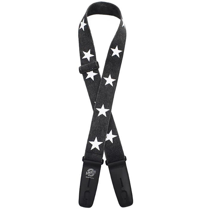 Henry Heller Lock-It LIS-301-D03 Guitar Strap Black Star | Reverb