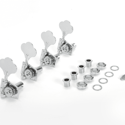 Graph Tech Ratio 4-In-Line Bass Open Back Tuners - CHROME, | Reverb