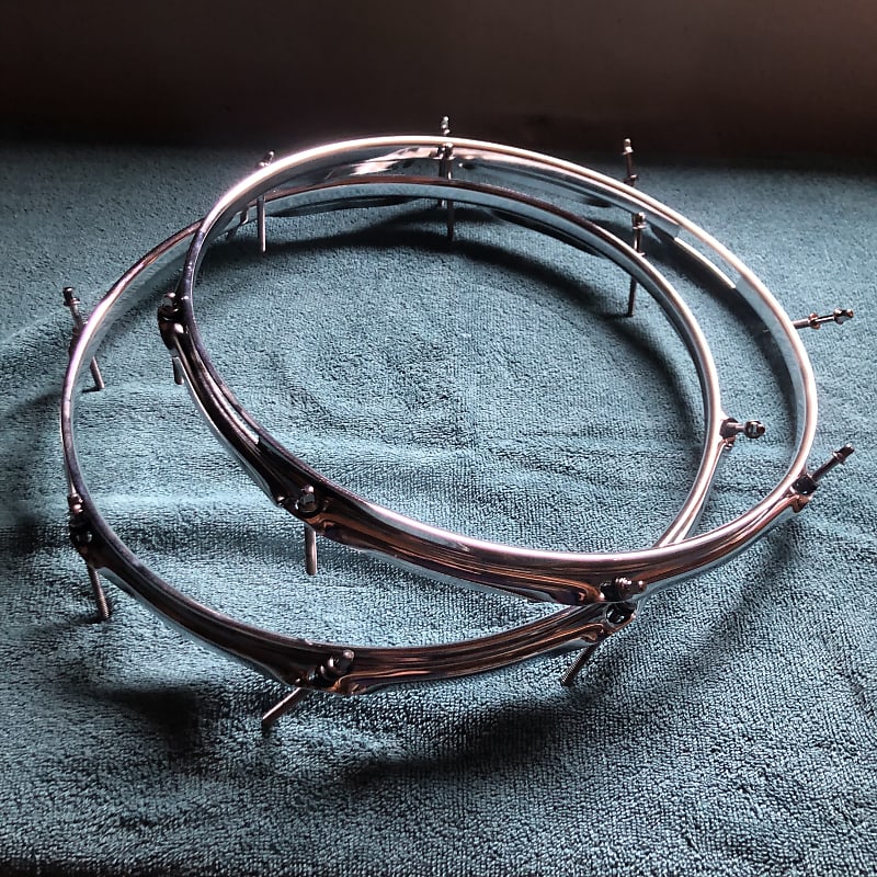 3mm 8-lug Chrome Snare Hoops (batter/snare) w/Tension Rods | Reverb