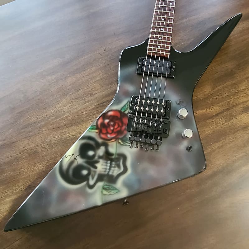 Kramer USA Condor With Skull And Rose Graphics 1985 Black | Reverb