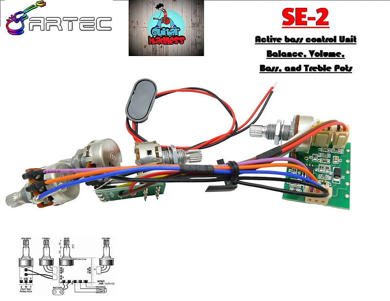 Artec SE2A Preamp/EQ for Bass Guitar 3 pot vol, balance, bass | Reverb