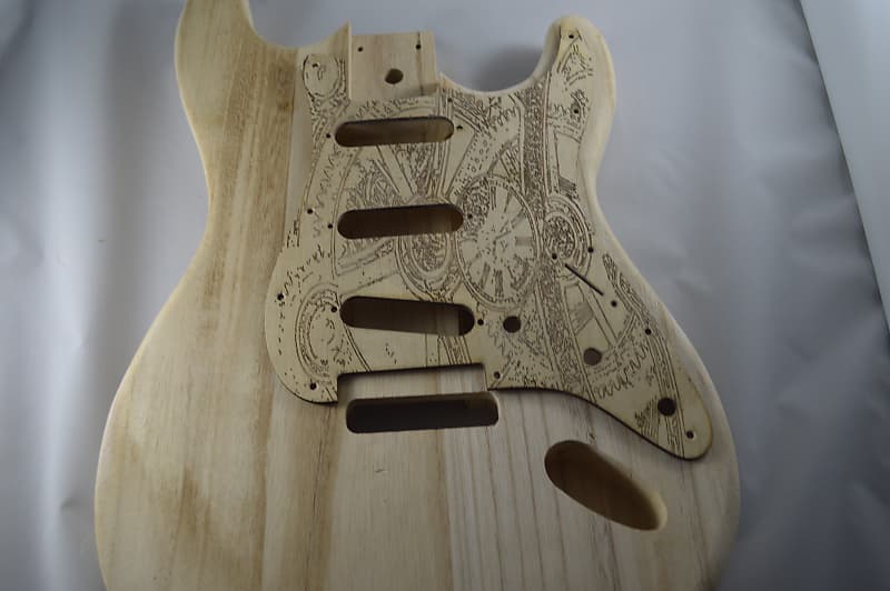 Monte's Guitar Custom Build Stratocaster Pickguard Steam Punk | Reverb