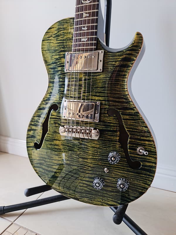 PRS Hollow II Single cut with Piezo 10 top Green flame | Reverb