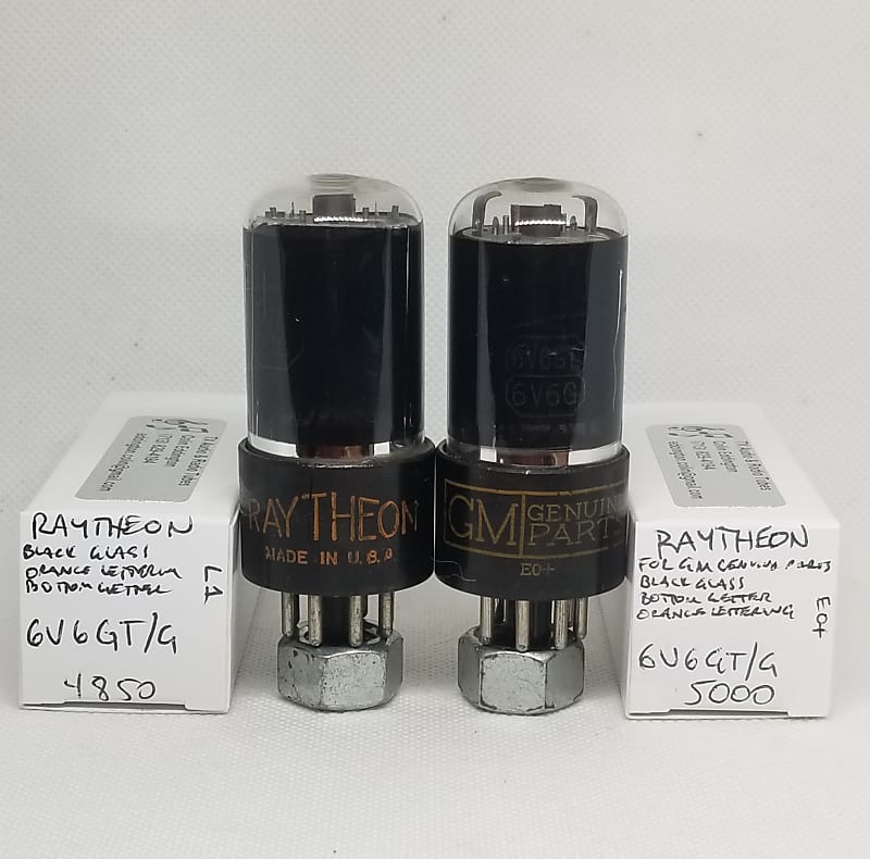 Raytheon 6V6GT/G Black Glass Well Matched Pair (3.0%) NOS 6V6 | Reverb