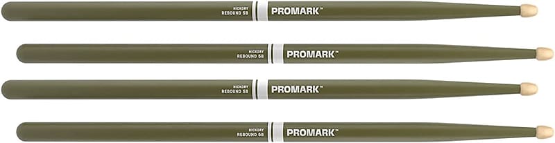 2 PACK ProMark Rebound 5B Painted Green Hickory Drumsticks, | Reverb