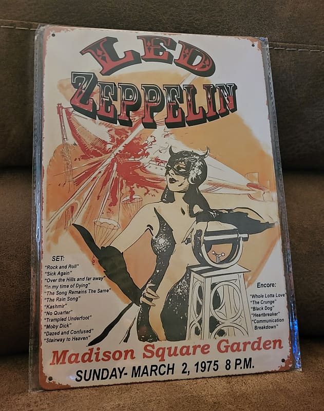 Led Zeppelin 8"x12" 1975 MSG Poster Metal Tin Sign | Reverb