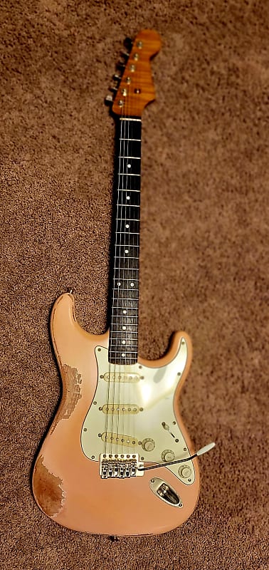 Partscaster Strat "S" Style Relic Shell Pink | Reverb