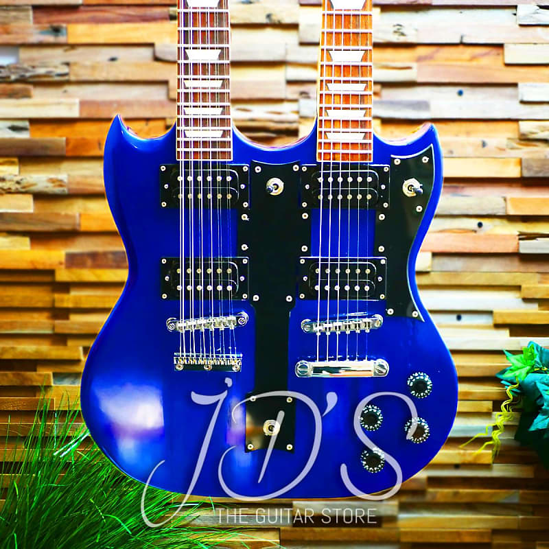 Unbranded Double Neck SG Shape Electric Guitar In Blue | Reverb UK