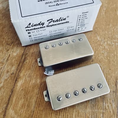 Lindy Fralin Pure PAF Humbucker Pickup Set New Raw Nickel | Reverb