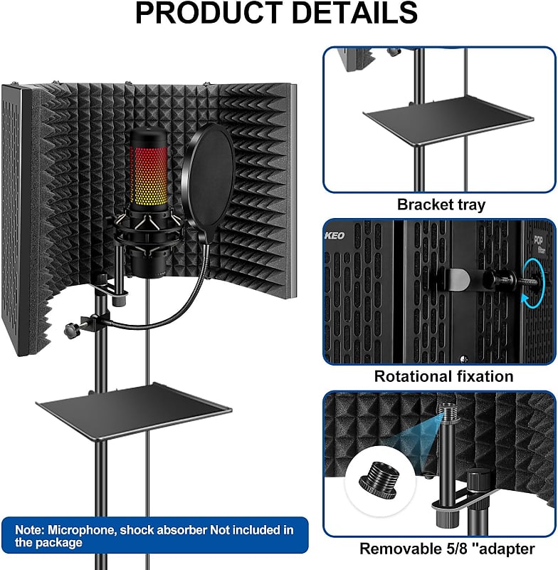 Professional Studio Recording Microphone Isolation Shield, | Reverb