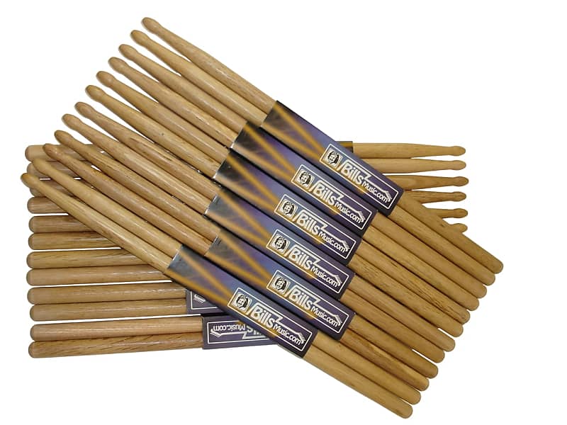 Bulk Hickory Wood Tip 2B Drum Sticks - Brick 12 Pairs (24 | Reverb