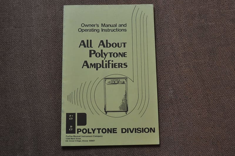 Polytone Owner's Manual & Operating Instructions catalog | Reverb