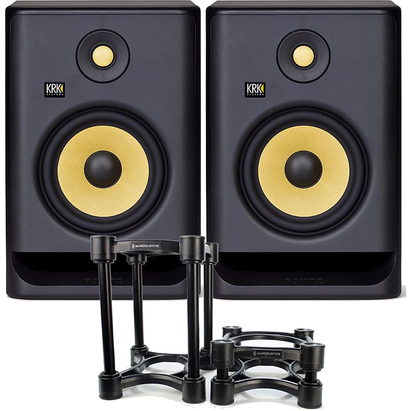 KRK RP7G4 Studio Monitor Pair w/ IsoAcoustics ISO-155 Stands | Reverb