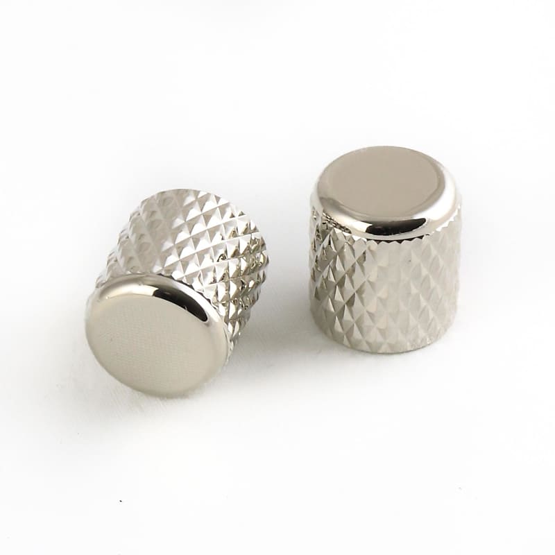 AllParts Coarse Knurled Flat Top Knob - Nickel - Set of 2 | Reverb