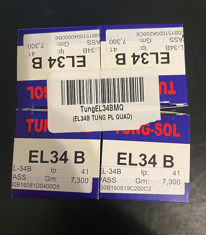 Tung-Sol EL34B Matched Quad Quartet Power Tubes | Reverb