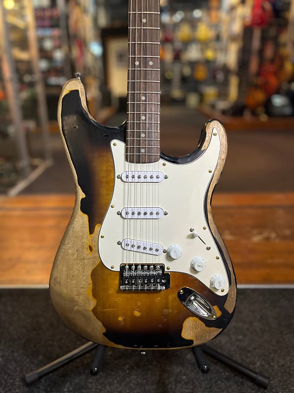 Heavily Modified Squier Strat Relic/Refinished (Sunburst) | Reverb