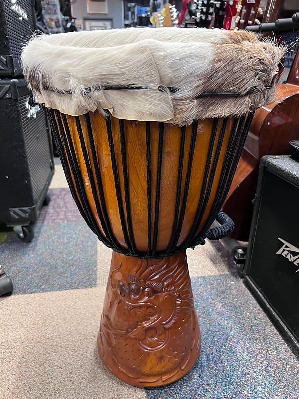 Djembe Drum with Hand Carved Dragon | Reverb