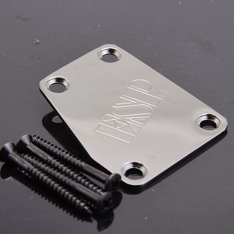 ESP Guitar Neck Plate in Black Nickel | Reverb