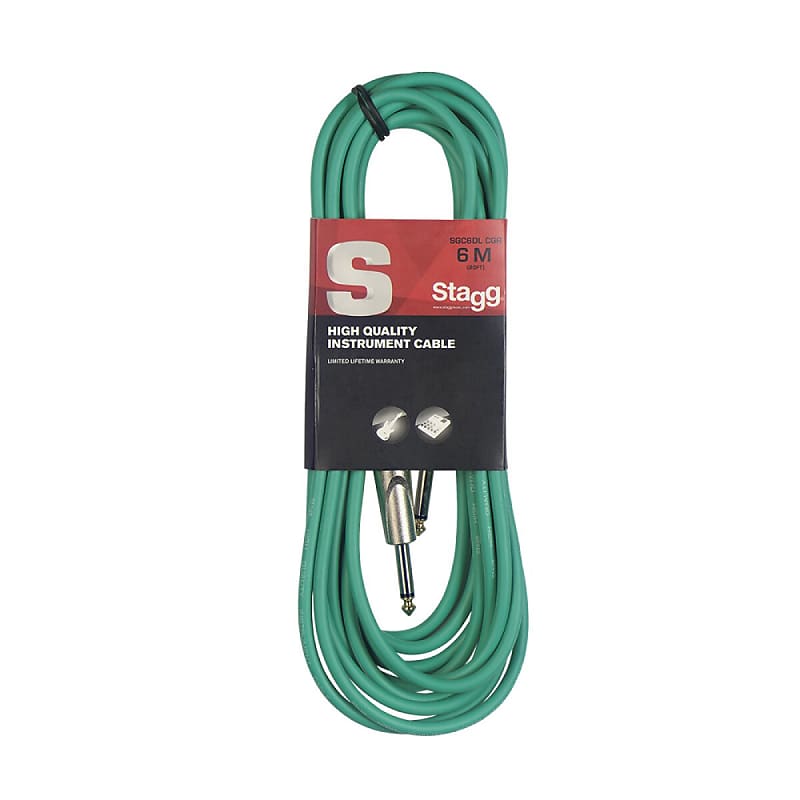 STAGG SGC6DL 6MGREEN 20FT INSTRUMENT CABLE | Reverb