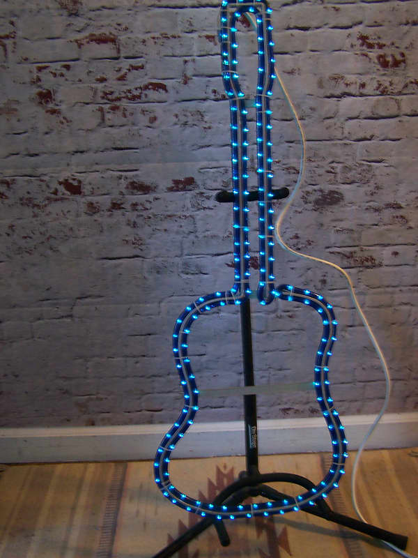 Unbranded Lighted Window Display of Guitar Outline, Silver | Reverb