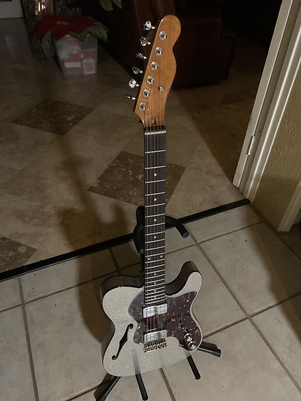 FJS Thinline Telecaster 2023 - Large silver Sparkle | Reverb