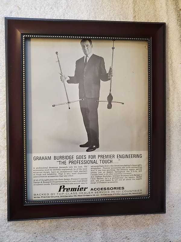 1965 Premier Drums Promotional Ad Framed Graham Burbidge | Reverb
