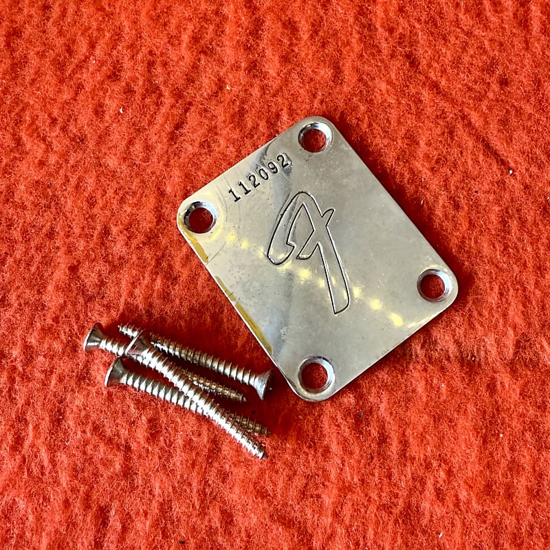 Fender Stratocaster guitar neck plate 1966 - Chrome original | Reverb