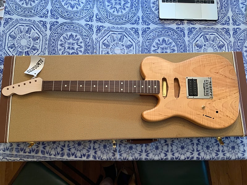 Telecaster project chambered figured maple left handed | Reverb UK