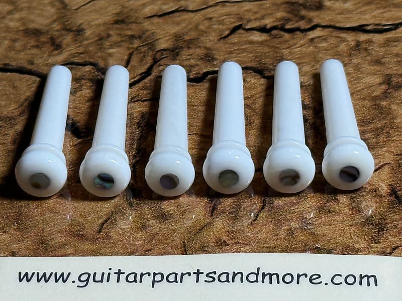 Bone Bridge Pins Martin Gibson Size 2A Abalone Dots Made in | Reverb