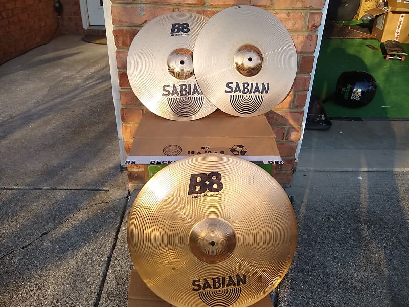 SABIAN B8 STARTER CYMBAL SET 18" CRASH/RIDE AND 14" HI HATS! | Reverb
