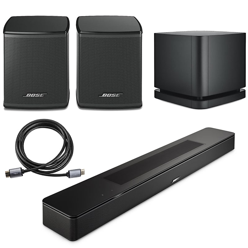 Bose Smart Soundbar, Black, Bundle with 2x Wireless Surround | Reverb