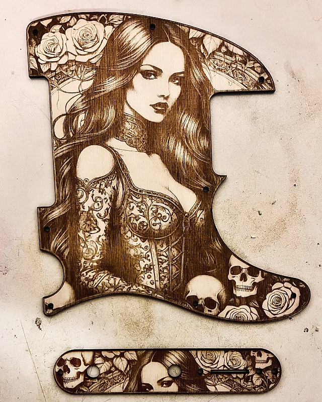 Gothic Skulls Pinup Esquire pickguard and control plate combo | Reverb