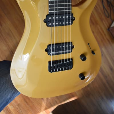 Kiesel Crescent 7 string, Gold top, Upgraded pickups, Great | Reverb