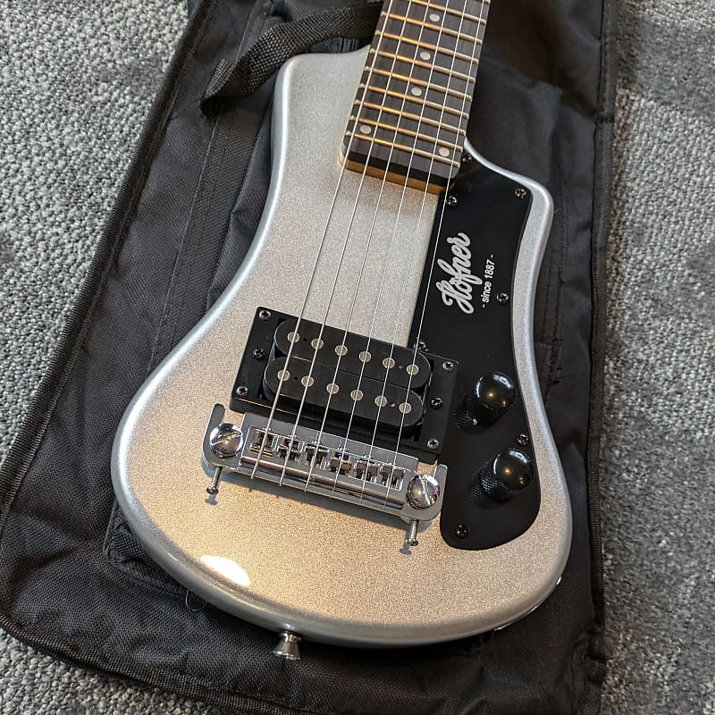 Hofner Shorty Guitar Limited Edition Travel Guitar Silver | Reverb