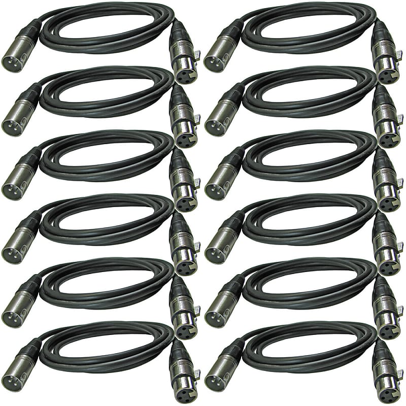 12 Pack 3 Ft Foot Feet Xlr Pin Male To Female M/F Audio Mic | Reverb
