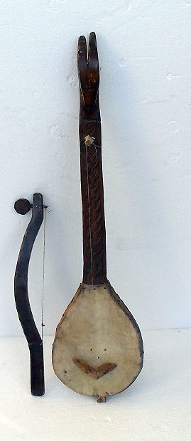 Vintage European Goathead FIDDLE 1string GUSLE Gusla trad. | Reverb