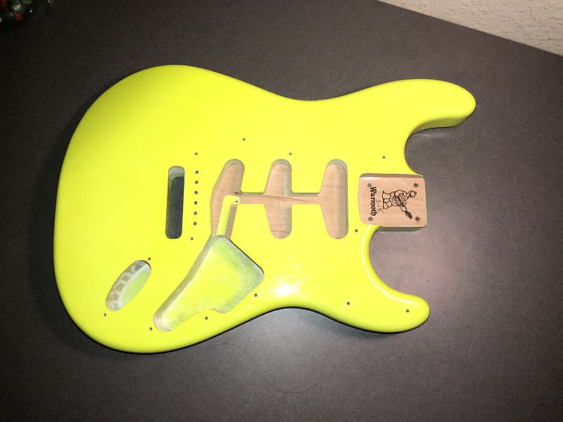 warmoth stratocaster neon green guitar body | Reverb