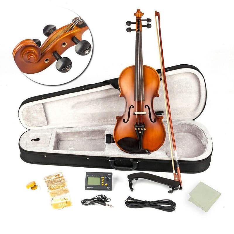 4/4 Full Size Acoustic EQ Violin Fiddle + Bow Rosin Hard Case | Reverb
